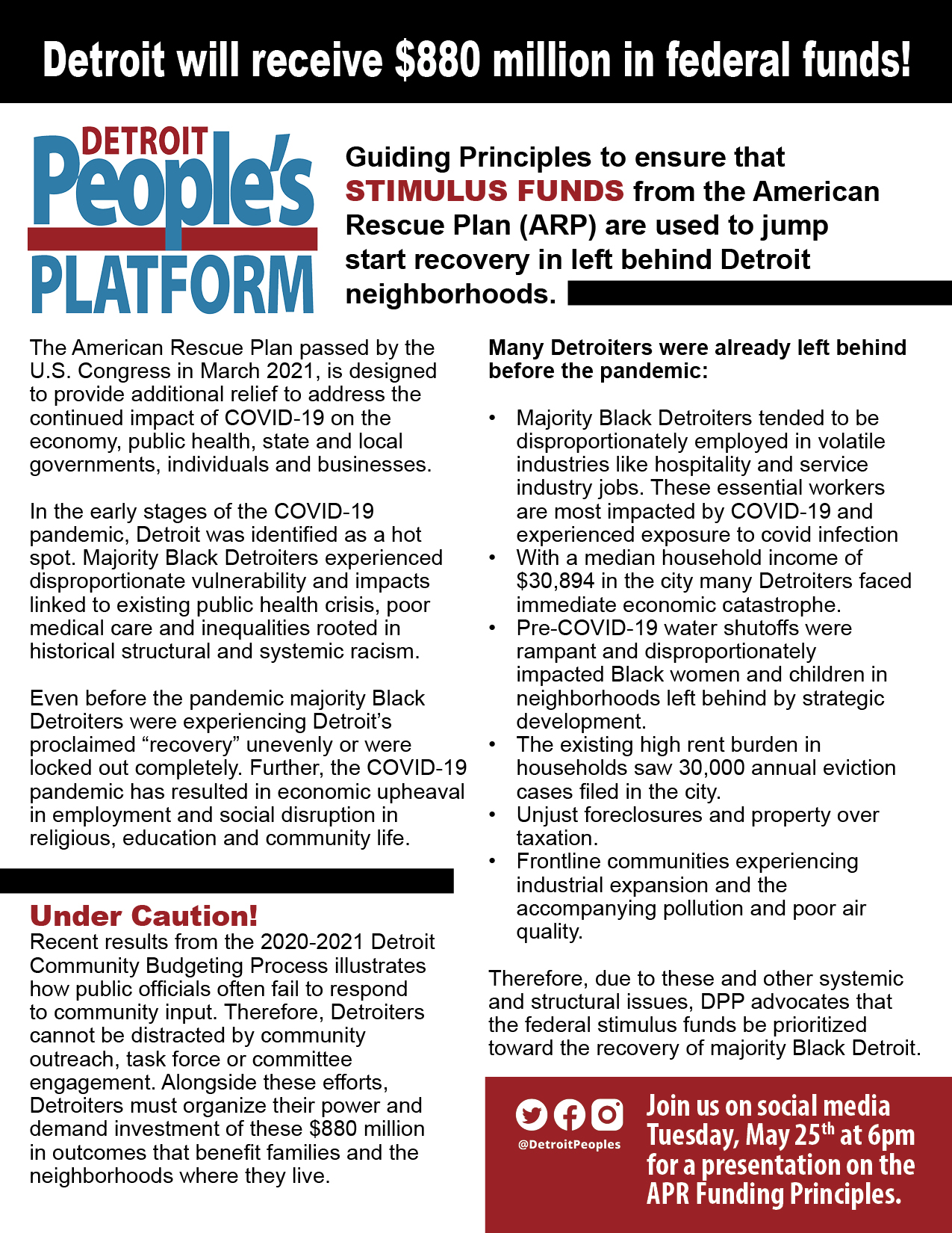 Detroit People's Platform American Rescue Plan (ARP) Funding Principles ...